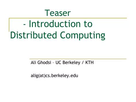 Ppt Introduction To Distributed Computing Concepts And Models