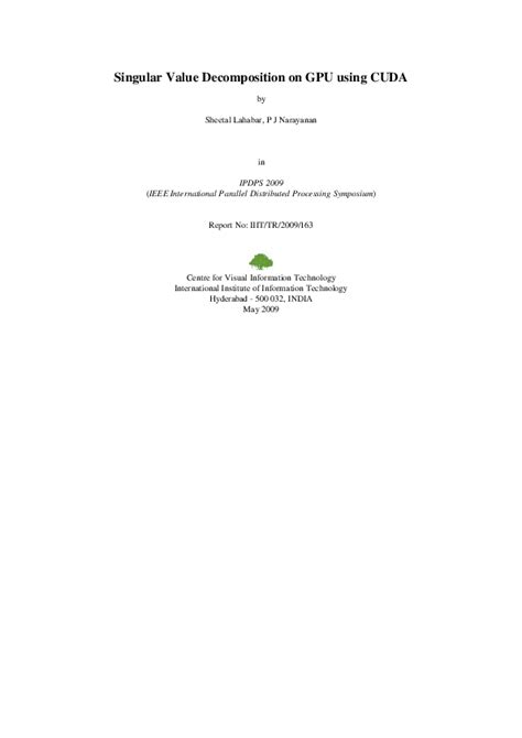 Pdf Singular Value Decomposition On Gpu Using Cuda