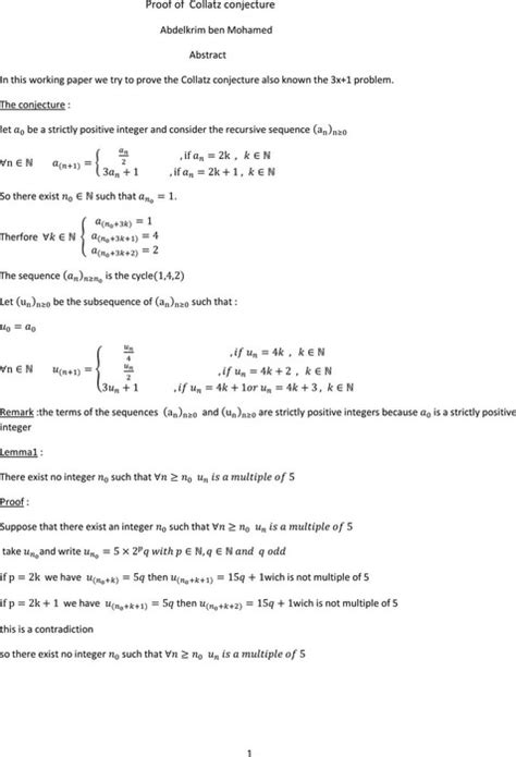 Proof Of Collatz Conjecture Mathematics Cambridge Open Engage