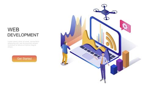 Premium Vector Flat Isometric Concept Of Web Development