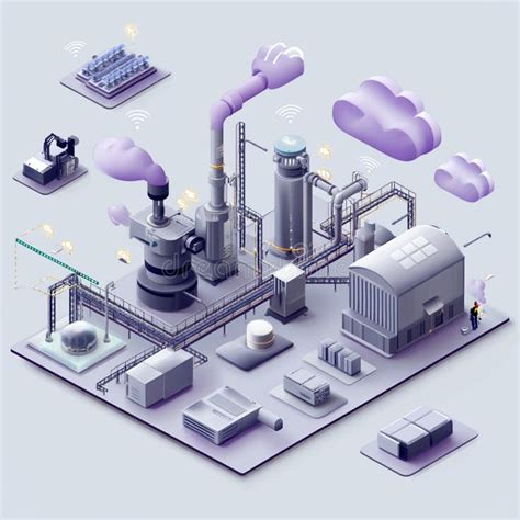Smart Factory Isometric Illustration Modern Industrial Technology Digital Automation Production