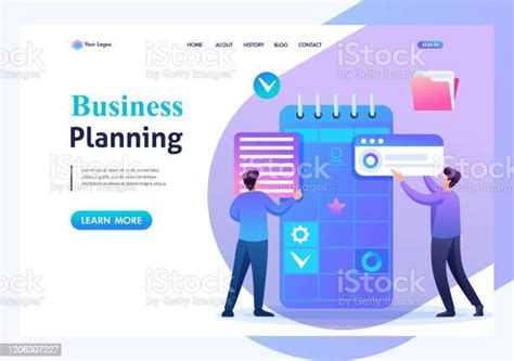 젊은 기업가들은 이달의 사업 계획 준비에 참여하고 있습니다 플랫 2d 문자입니다 방문 페이지 개념 및 웹 디자인 경영자에 대한 스톡 벡터 아트 및 기타 이미지 Istock
