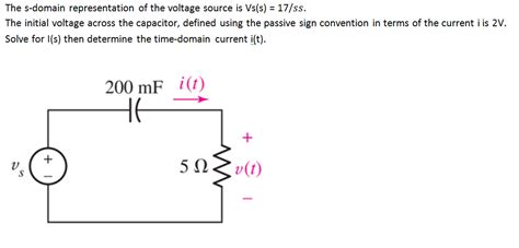 Solved The S Domain Representation Of The Voltage Source Is Chegg