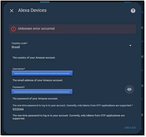 Integrations Alexa Devices Unknown Error Occurred Configuration