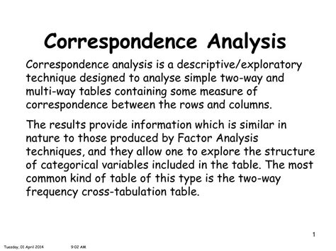 Ppt Correspondence Analysis Powerpoint Presentation Free Download