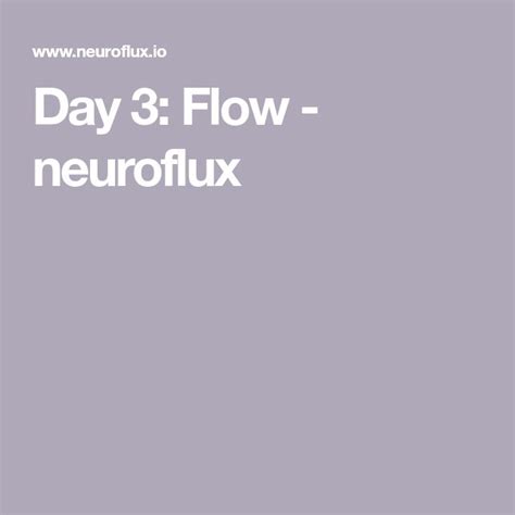 Day 3 Flow Neuroflux