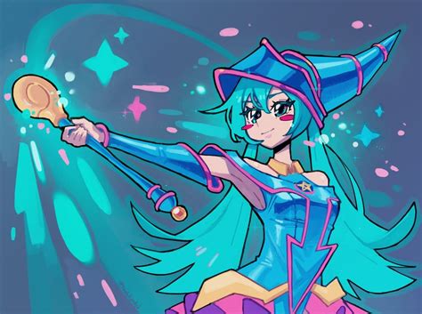 Hatsune Miku And Dark Magician Girl Vocaloid And More Drawn By Kaatokun Danbooru