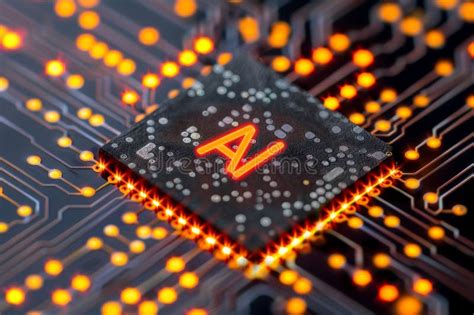 Ai Chip On A Circuit Board With Glowing Elements Showcasing Advanced Artificial Intelligence