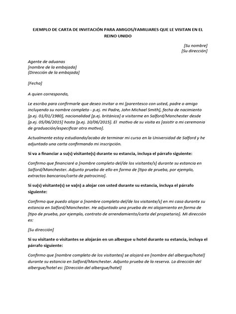 Plantilla Para Invitación Visa Irlanda Plantilla De Immigration