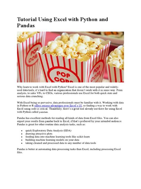 Tutorial Using Excel With Python And Pandas Pdf Microsoft Excel Python Programming Language