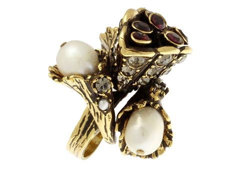 Кольца с гранатами, жемчугом и кристаллами Swarovski из коллекции ...