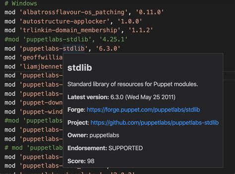 Puppetfile Intellisense Incorrect Date Shown For Latest Version Issue Puppetlabs