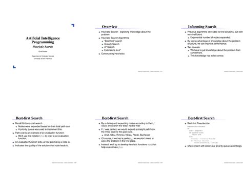 Artificial Intelligence Programming Heuristic Search Cs 662 Docsity