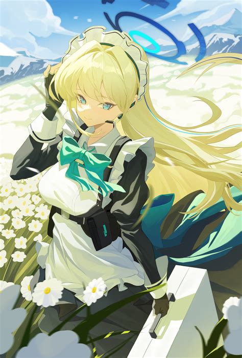 Safebooru 1girl Absurdres Apron Black Dress Black Gloves Blonde Hair