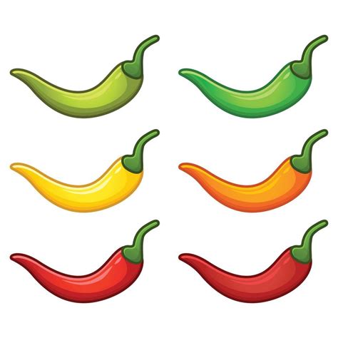 Conjunto De Jalapeño Chile Aislado En Blanco Antecedentes Vector