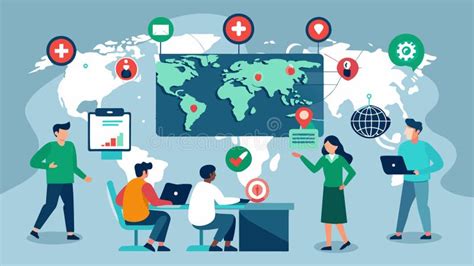 A Command Center With A Map Of The World Marked With Potential Disaster