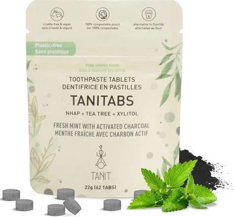 Tanit Tanitabs Mint Charcoal Toothpaste Tablets Fluoride Free And Eco