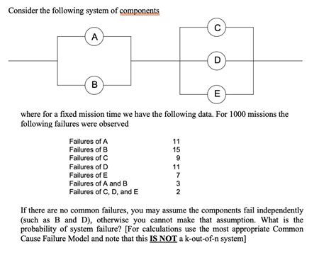 Solved Show Work Please Consider The Following System Of Components D B E Where For A Fixed