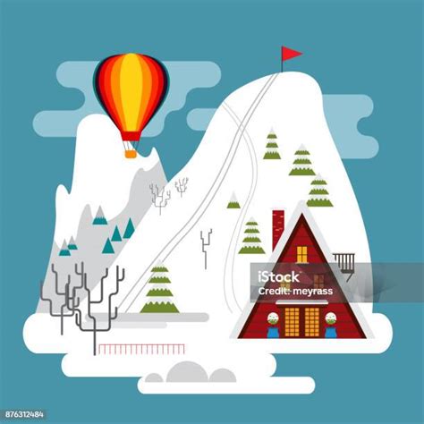 겨울 스키 리조트 스키 트랙 및 호텔 풍경입니다 눈 산 나무와 전나무입니다 0명에 대한 스톡 벡터 아트 및 기타 이미지 0명 가문비나무 겨울 Istock