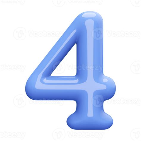 Blue Bubble 3d Number 4 46646589 Png