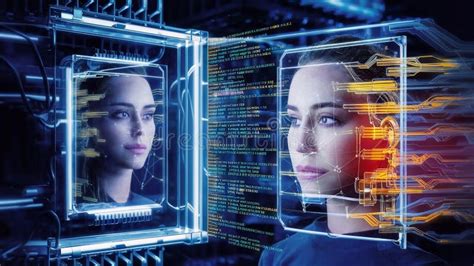 Artificial Intelligence Processes The Data And Analyzes The Woman S Facial Features For Facial