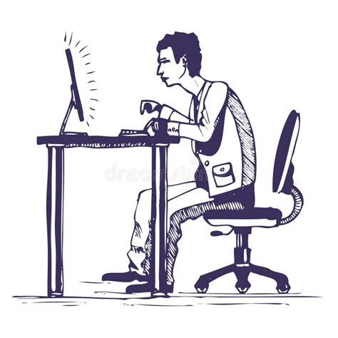 Silhouette Man At Work Stock Illustration Illustration Of Desktop 702393