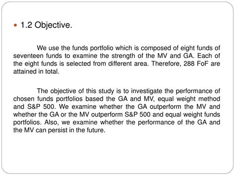 Ppt Using Mean Variance Model And Genetic Algorithm To Find The Optimized Weights Of Portfolio