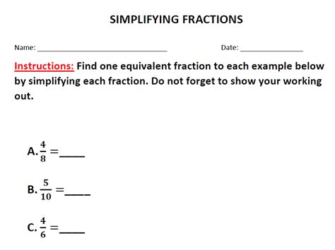 Simplifying Fractions Teaching Resources