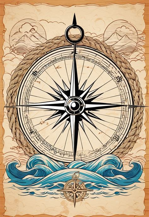 Sea Compass Vector Ornament Stable Diffusion Online