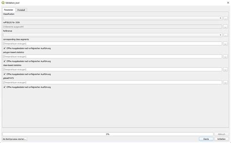 User Interface Of The Validation Model Including All Input Parameters