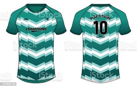 스포츠 티셔츠 저지 디자인 플랫 스케치 일러스트레이션 축구 크리켓 배구 럭비 테니스 배드민턴 유니폼 키트를 위한 앞면과 뒷면이 있는 추상 셰브론 V 넥 축구 유니폼 개념 0