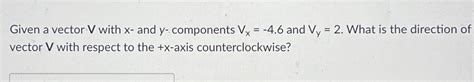 Solved Given A Vector V With X And Y Components Chegg Com