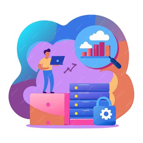 Data Analysis And Cloud Computing Concept With Servers And Users Premium Ai Generated Vector