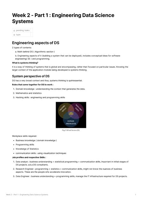 Week Part Engineering Data Science Systems Data Analytics Studocu