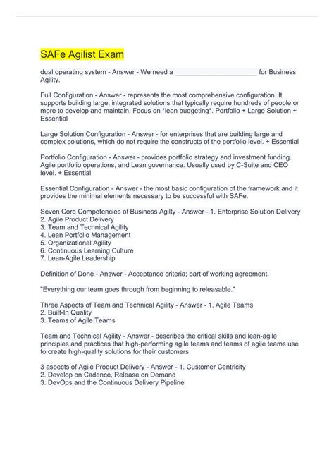 Safe Agilist Exam Questions And Answers 2022 2023 Safe Agilist Stuvia Us