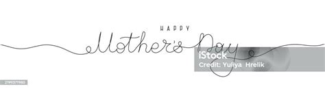해피 어머니의 날 손으로 쓴 글자 배너 연속적인 한 선 그리기 텍스트 디자인입니다 포스터 카드 덮개를 위한 손으로 그린 까만 색깔 인사말 개성 개념에 대한 스톡 벡터 아트