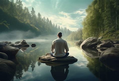 Ai Generative Photo Of A Man Practicing Mindfulness And Meditation In A