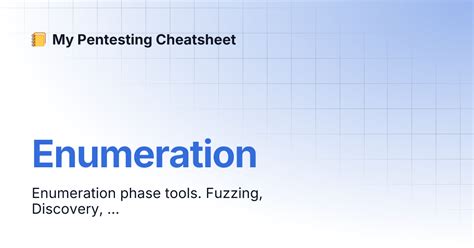 Enumeration My Pentesting Cheatsheet