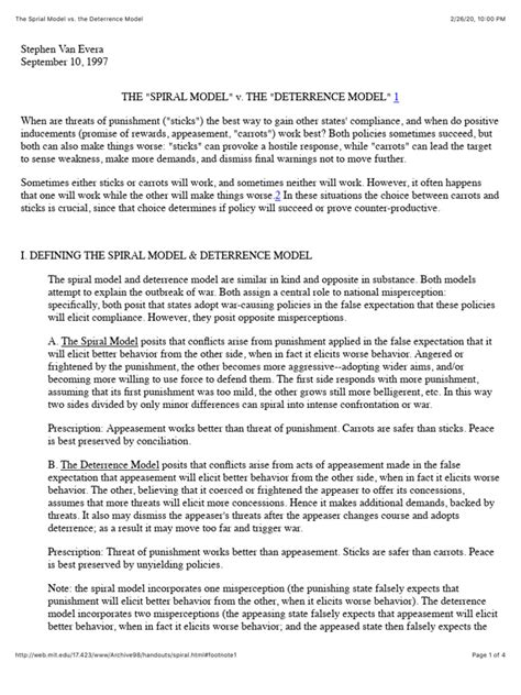 The Sprial Model Vs The Deterrence Model Download Free Pdf