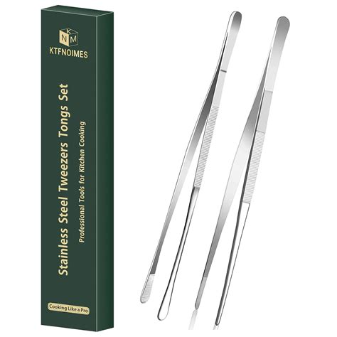 Buy 12 Inch Kitchen Tweezers Tongs With Precision Serrated Tips For