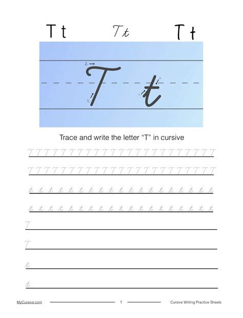 How To Write Cursive T [worksheet Tutorial]