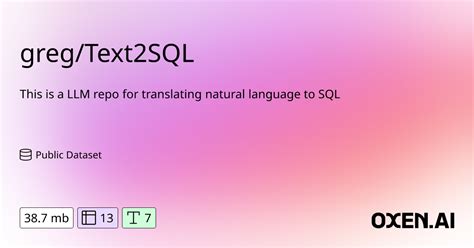 greg text2sql datasets at oxen ai
