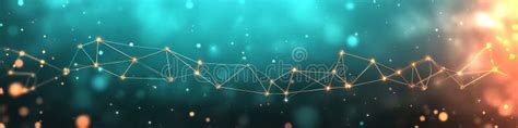 Abstract Network Data Visualization With Turquoise Graph Line And
