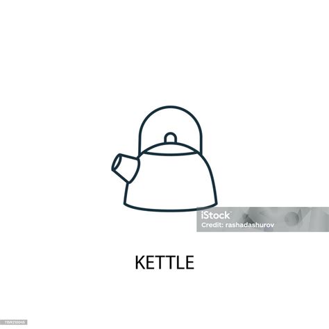 주전자 개념 라인 아이콘입니다 간단한 요소 그림입니다 캠핑 세트에서 주전자 컨셉 개요 기호 디자인 웹 및 모바일 Ui Ux에 사용할 수 있습니다 0명에 대한 스톡 벡터 아트