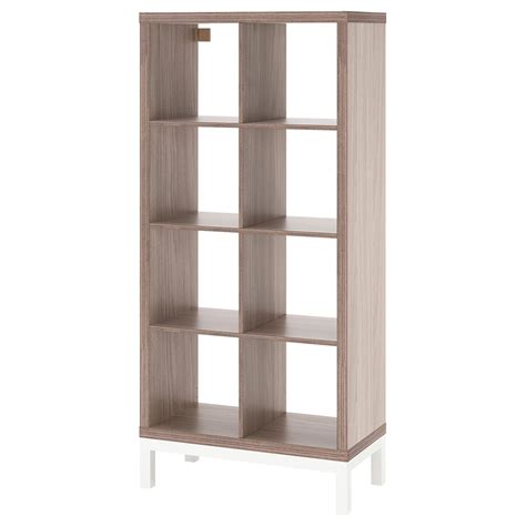 Kallax Shelving Unit With Underframe Walnut Effect Light Grey White 77x164 Cm Ikea