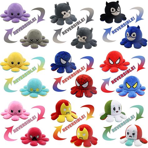 Flip Octopus Doll Superhero Flip Octopus Spider Man Octopus Double Sided Flip Doll Reversible