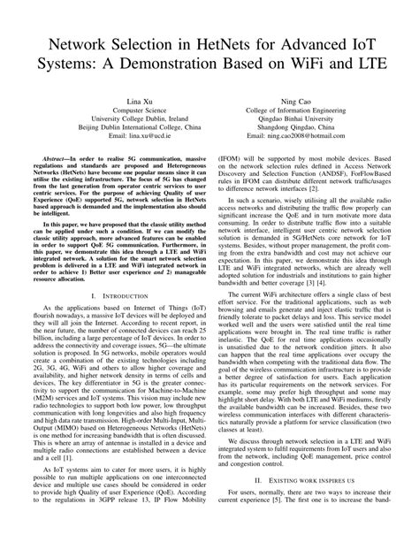 Pdf Network Selection In Hetnets For Advanced Iot Systems A Demonstration Based On Wifi And Lte