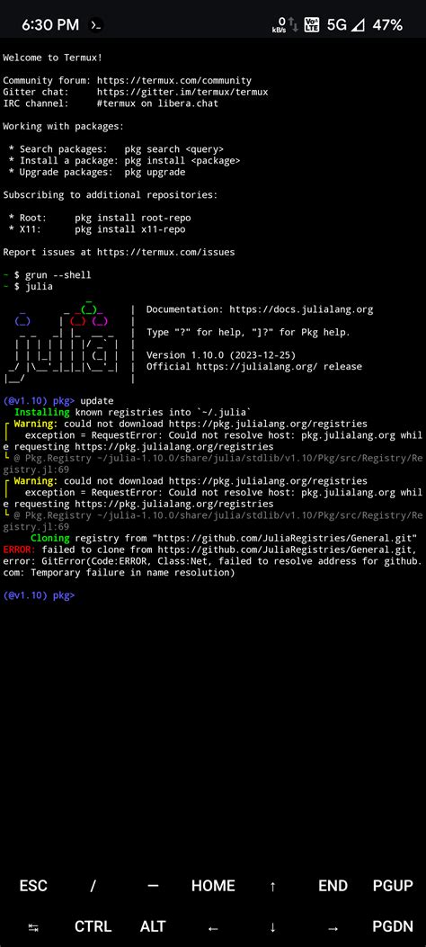 Julia Pkg Unable To Connect Internet On Termux New To Julia Julia