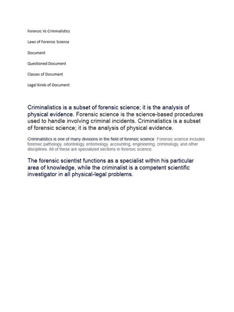 Forensic Vs Criminalistics Pdf