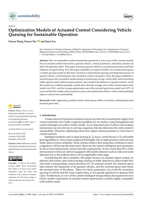 Pdf Optimization Models Of Actuated Control Considering Vehicle